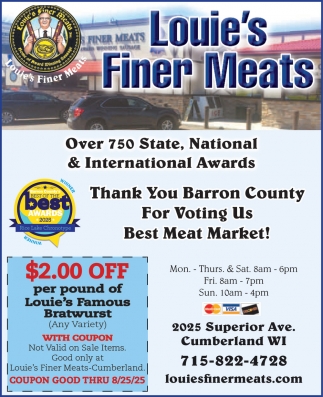 Best Meat Market!, Louie's Finer Meats, Cumberland, WI