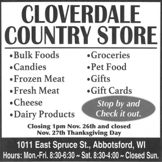 Bulk Foods, Cloverdale Country Store, Curtis, WI